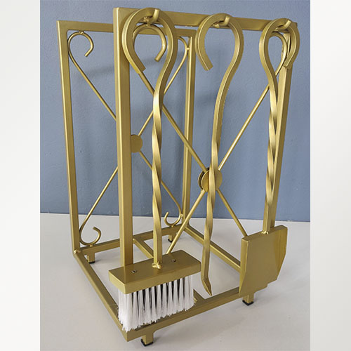 Kit lareira com cesto ornamentado (Dourado) - Artes Carvalho